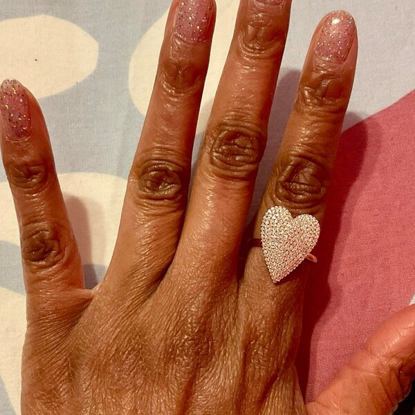 14K Gold Half Enamel Half Pave Ring, Color Pave Ring, Gift for Her ...