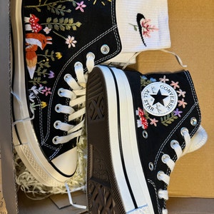 Embroidered Converse/converse Hi Tops/embroidered Colorful Bear ...