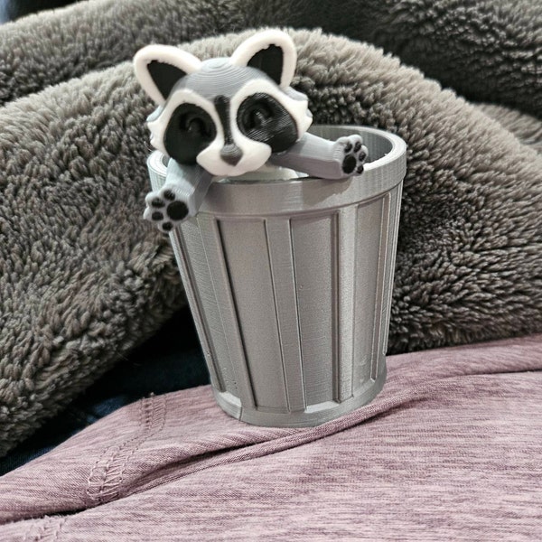 3D Printed Raccoon Fidget, Sensory Toys, Trash Can Storage Container ...