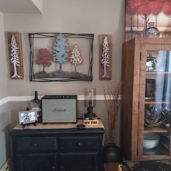 Pine Tree on Barn Wood / Wood and Metal Signs / Rustic Sign / Wall Art ...