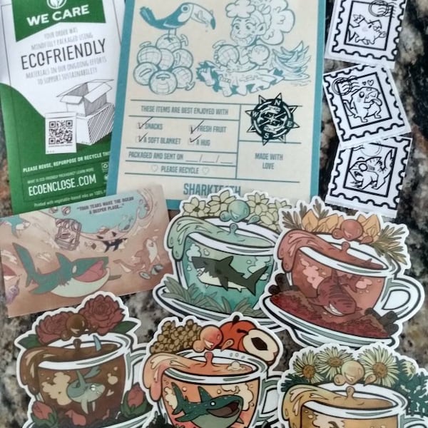 Tea Sharks Sticker Set - Etsy UK