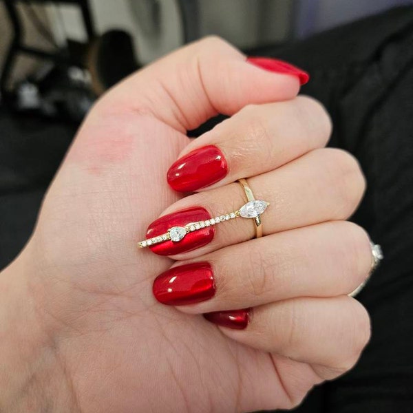 14k Solid Gold Ruby Ring | Square Cut Ruby Birthstone Ring for Women ...