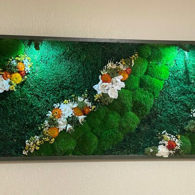 Delightful LED Lights Preserved Moss Wall Art Live Moss LED Home Décor ...
