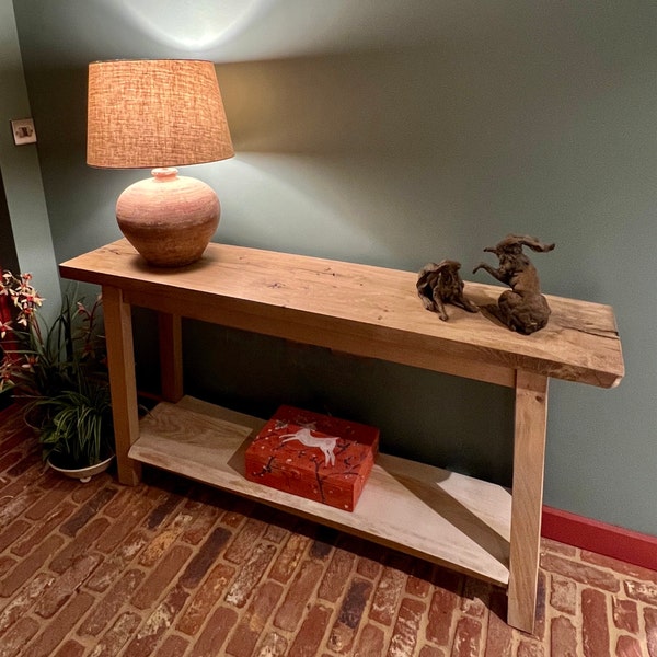 Rustic Solid Oak Console Table | Live Edge Entryway Hall Table - Etsy UK