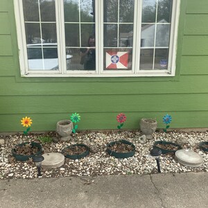 Metal Spring Flower Garden Stakes,set of Five Metal Garden Stakes, Yard ...