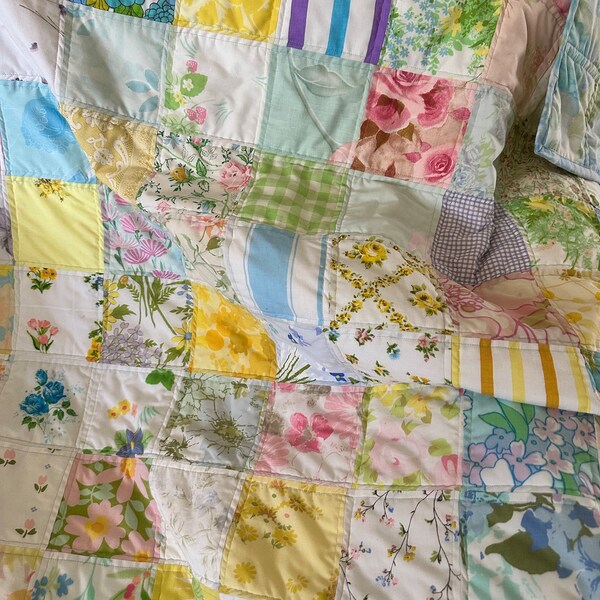 SIX Vintage Postage Stamp Patchwork Quilt Squares for Repurposing, and ...