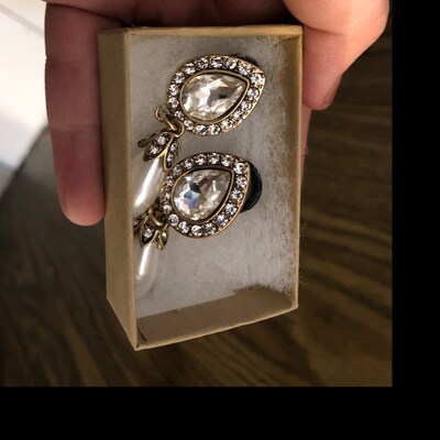 Yellow Gold Plugs Water Drop Crystal Plugs and Pearl Wedding Fancy ...