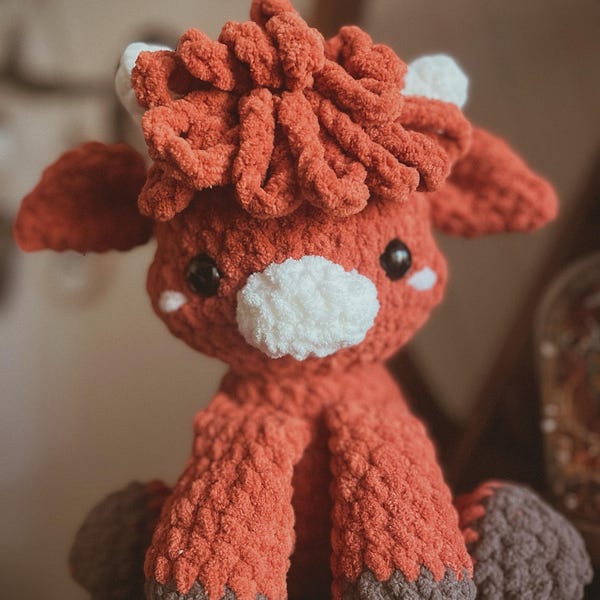 Amigurumi Highland Cow Pattern, Plush Pattern, Stuffed Highland Cow Toy ...