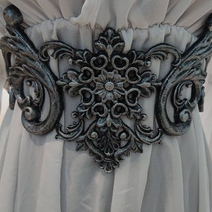 Silver Filigree Metallic Rubber Belt Steampunk Gothic Fairy Elf Baroque ...
