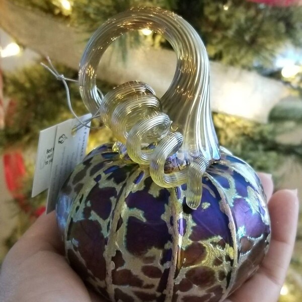 Midnight (purple + Gold) Pumpkins - Blown Glass - Multiple Sizes/shapes ...
