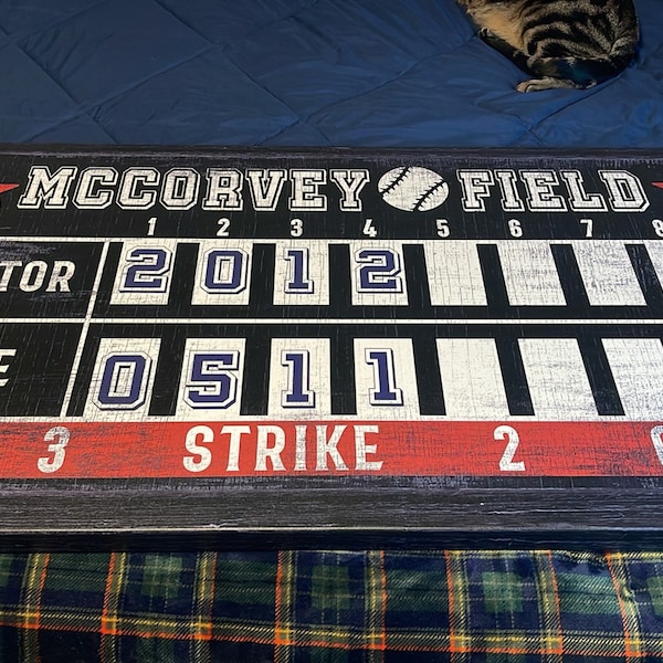 Personalized Baseball Scoreboard Sign, Vintage Game Room Wall Decor ...