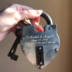 Personalized Custom Hand-Forged Love Lock Silver Engraved | Etsy