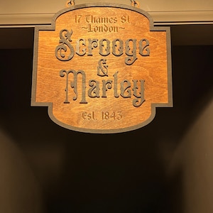 Scrooge & Marley Wood Hanging Wall Sign - Etsy