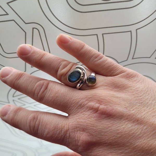 Parallel Ring, 925 Sterling Silver Parallel Ring, Handmade Parallel Wire Ring, Designer Birthday ...