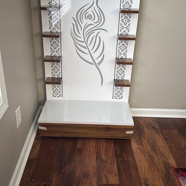 Customised Wooden Temple / Corner White LED Light Temple for Home and ...