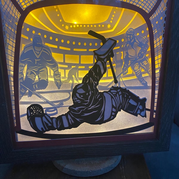 Hockey Paper Cut Light Box, Shadow Box,3d Layered, Svg, Silhouette ...