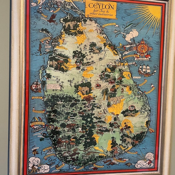 Map of Sri Lanka (ceylon), Showing Her Tea and Other Industries ...