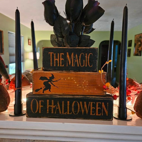 Magic of Halloween Primitive Block Sign - Etsy