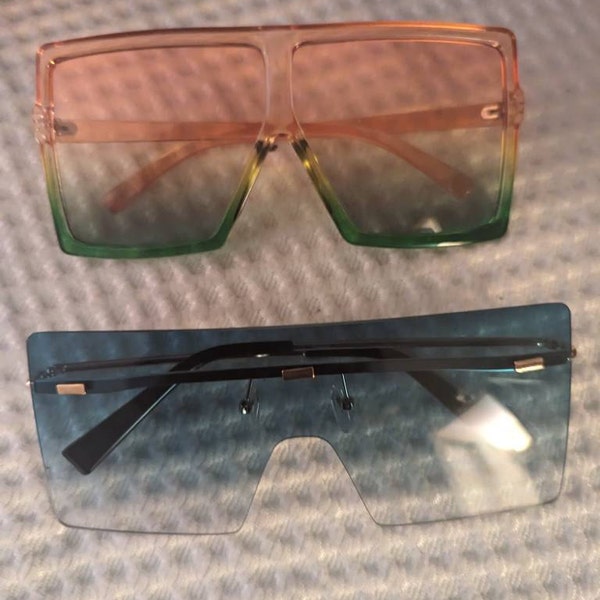 Women’s Oversized Shades•square Shades•big Frame•ladies•rimless Shades ...