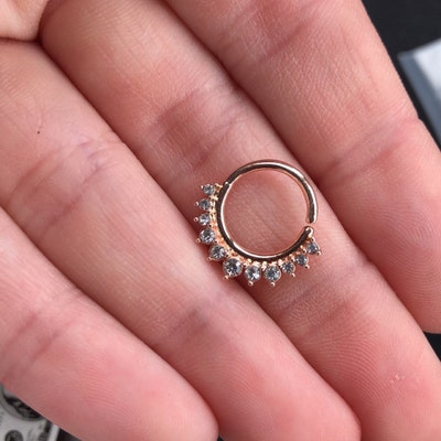 Rose Gold Plated Daith Piercing Bendable Ring..16g..9mm Inside ...