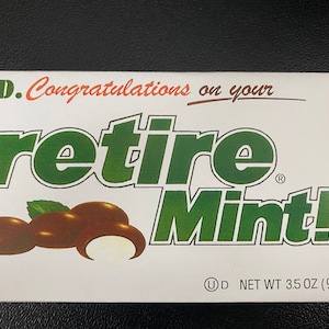 Retirement retire Mint Printable Cover for Junior Mints Box, Sign - Etsy