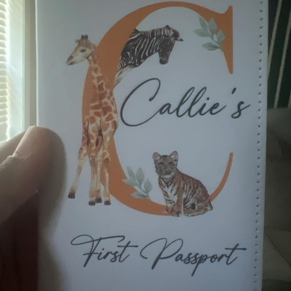 Girls Personalised Passport Cover in a Safari Animal Design. Kids and ...