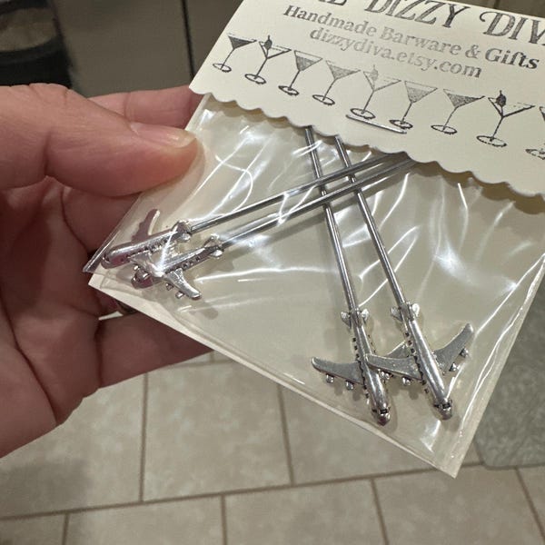 Aviation Martini, Silver Plated Airplane Martini Cocktail Picks ...