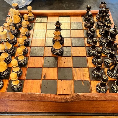 Thousands of Worm Holes Barn Beam HUGE CHESS SET in Wormy - Etsy