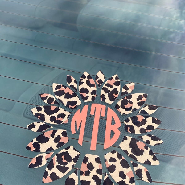 Sunflower Monogram Car Decal | Flower Monogram | Sunflower Custom Decal ...