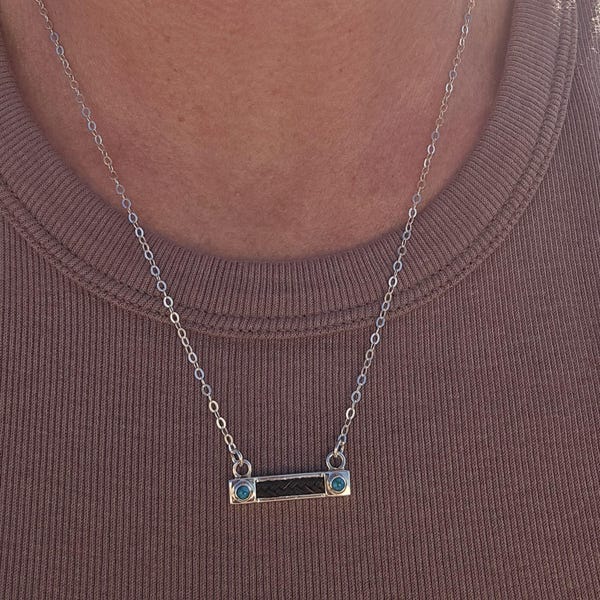 Half Size Horizontal Bar W/ Turquoise Ends - Sterling Silver Braided ...