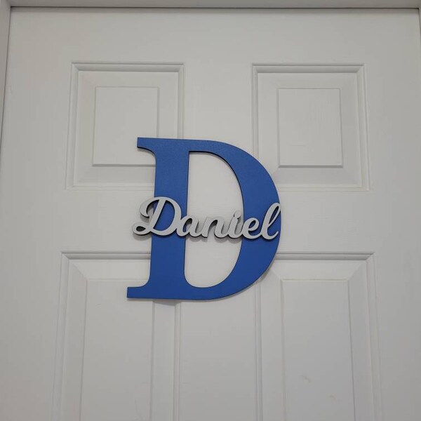 Custom Wooden Wall Name Sign Wood Big Letters Modern Nursery Bedroom ...