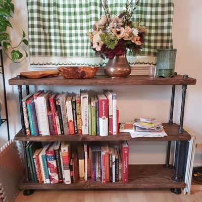 Steampunk Book Shelf Industrial Bookcase Wooden Book Case - Etsy