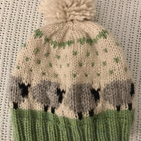 Sheepy Hat Knitting Pattern | Easy Baby Colorwork Beanie (PDF Download ...