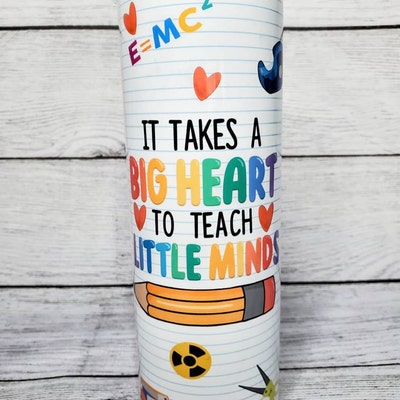 20 Oz Skinny Tumbler Rainbow Glitter Teacher Tumbler Big Heart to Teach ...