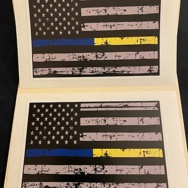 Thin Blue Yellow Line Police Dispatcher Distressed US Flag Police ...