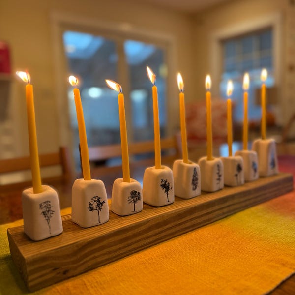 Handmade Ceramic Modular White Hanukkiah, Modern Hanukkah Menorah With ...