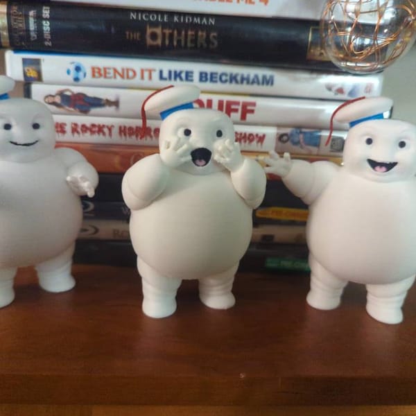 3 Adorable Ghostbusters Mini Stay Puft Marshmallow Man Figurines (3 ...