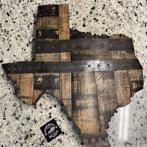 2 Texas State Bourbon Barrel Wood Cutout With Rings - Etsy