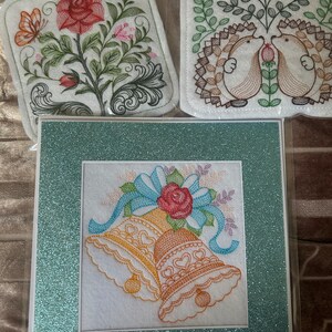 Christmas Card Handmade Machine Embroidered Extra Large Card - Etsy