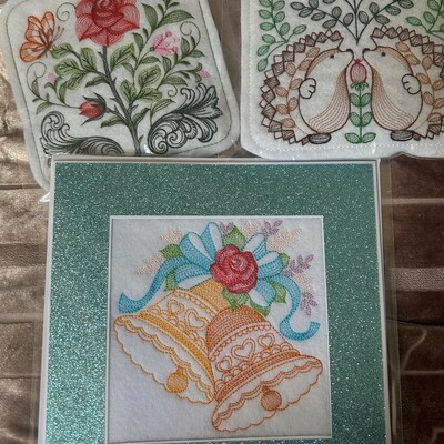 Christmas Card Handmade Machine Embroidered Extra Large Card - Etsy