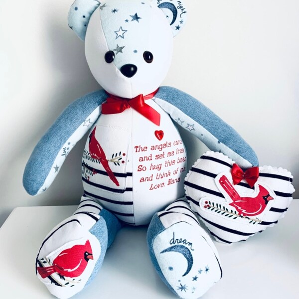 Keepsake Patchwork Memory Clothes Quote Shirt Bear Stuffed Plush Animal ...