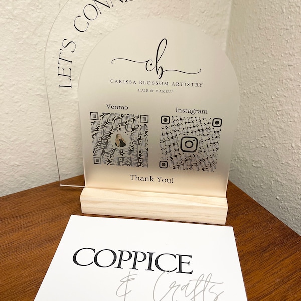 Double Arch QR Code Acrylic Display Sign - Social Media, Menu ...