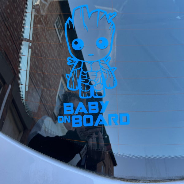 BABY ON BOARD | Car Window Bumper Vinyl Decal Sticker |baby Groot ...