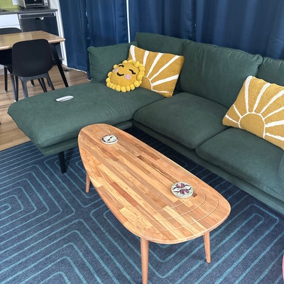 Wooden Oval Coffee Table Side Table, Rustic Mid Century Center Table ...