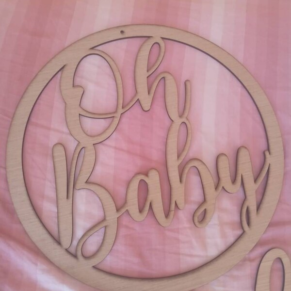 Oh Baby Circle Sign, Oh Baby Wooden Sign, Rustic Baby Shower, Bohemian ...