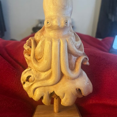 Wooden Octopus Sculpture, Customized Statue, Art, Wood Carving, Sea ...
