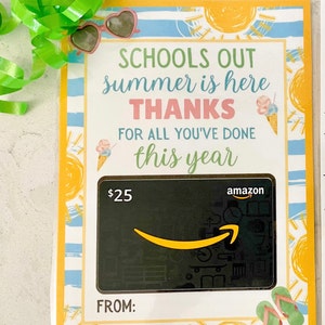 Printable Teacher Gift Card Holder for Summer, End of the School Year ...