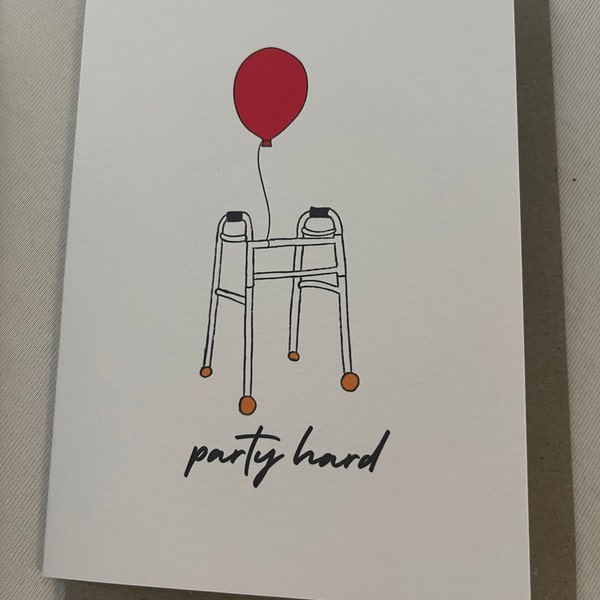 Geburtstagskarte "party hard" | Klappkarte oder Postkarte - Etsy.de
