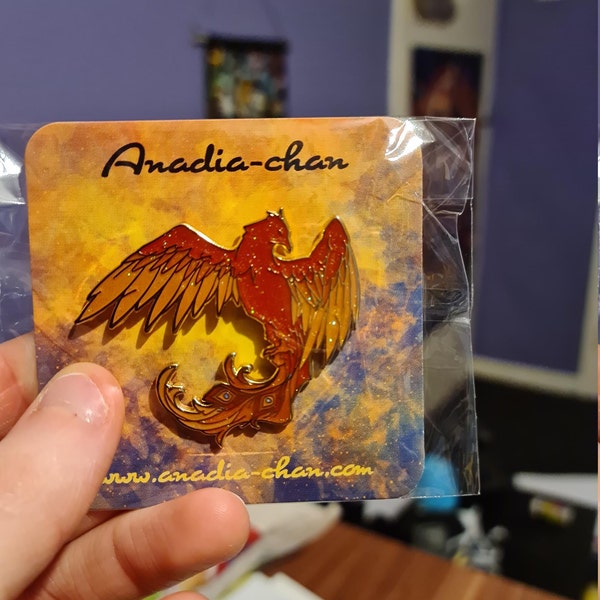 Original Phoenix Fire and Ice Hardenamel Pins Gold Plated With Glitter ...