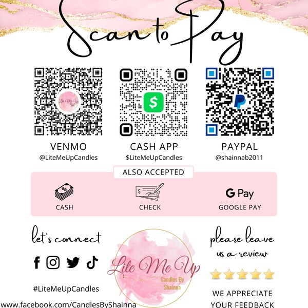 Scan to Pay Sign, Price List Template Editable, Thank You Card, Gift ...